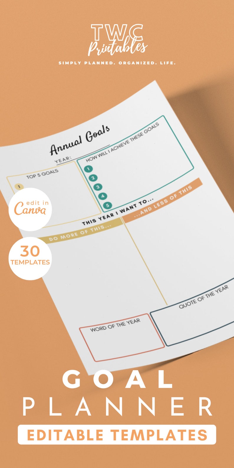 Goal Planner Templates Canva, Goal Tracker, Goal Setting Planner, Goal ...