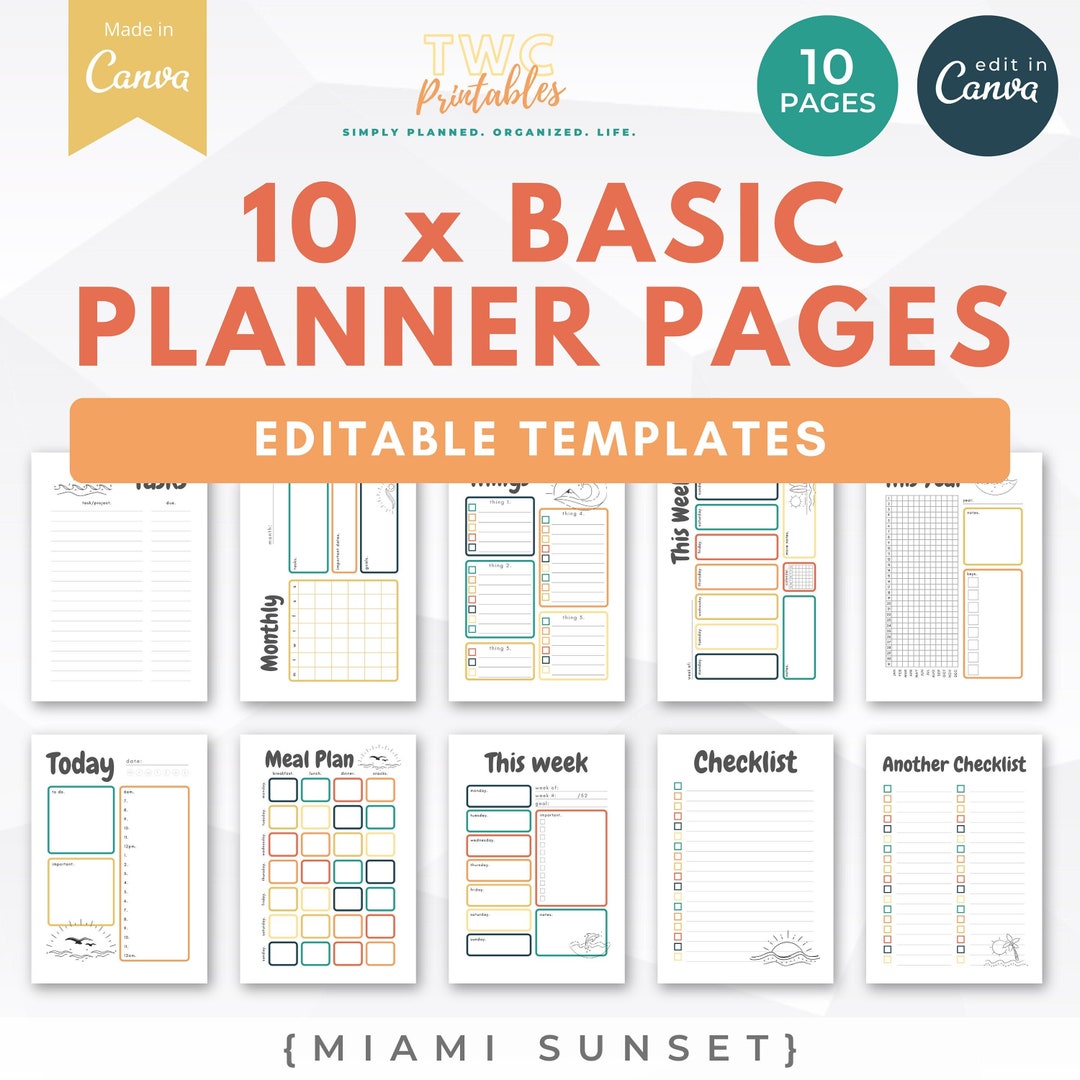 Editable Planner Pages for Canva 10 Pages Planner Binder - Etsy