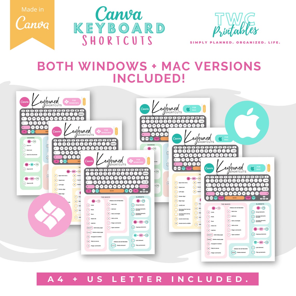 Canva Keyboard Shortcuts, Editable Canva Shortcut Buttons, Printable ...