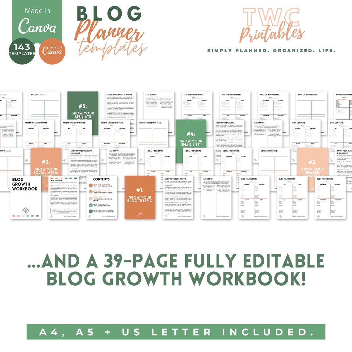 Editable BLOG Planner Templates for Canva Blog Template Blog - Etsy