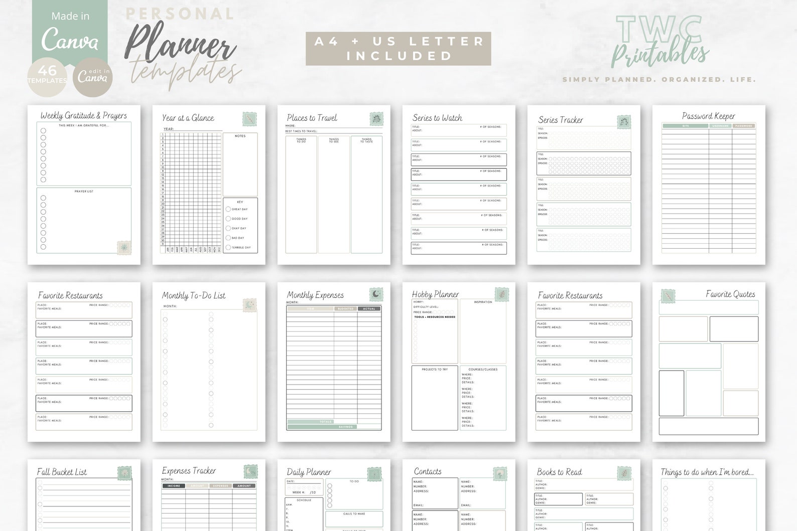 Editable Personal Planner Printable Canva Template, Personal Planner ...