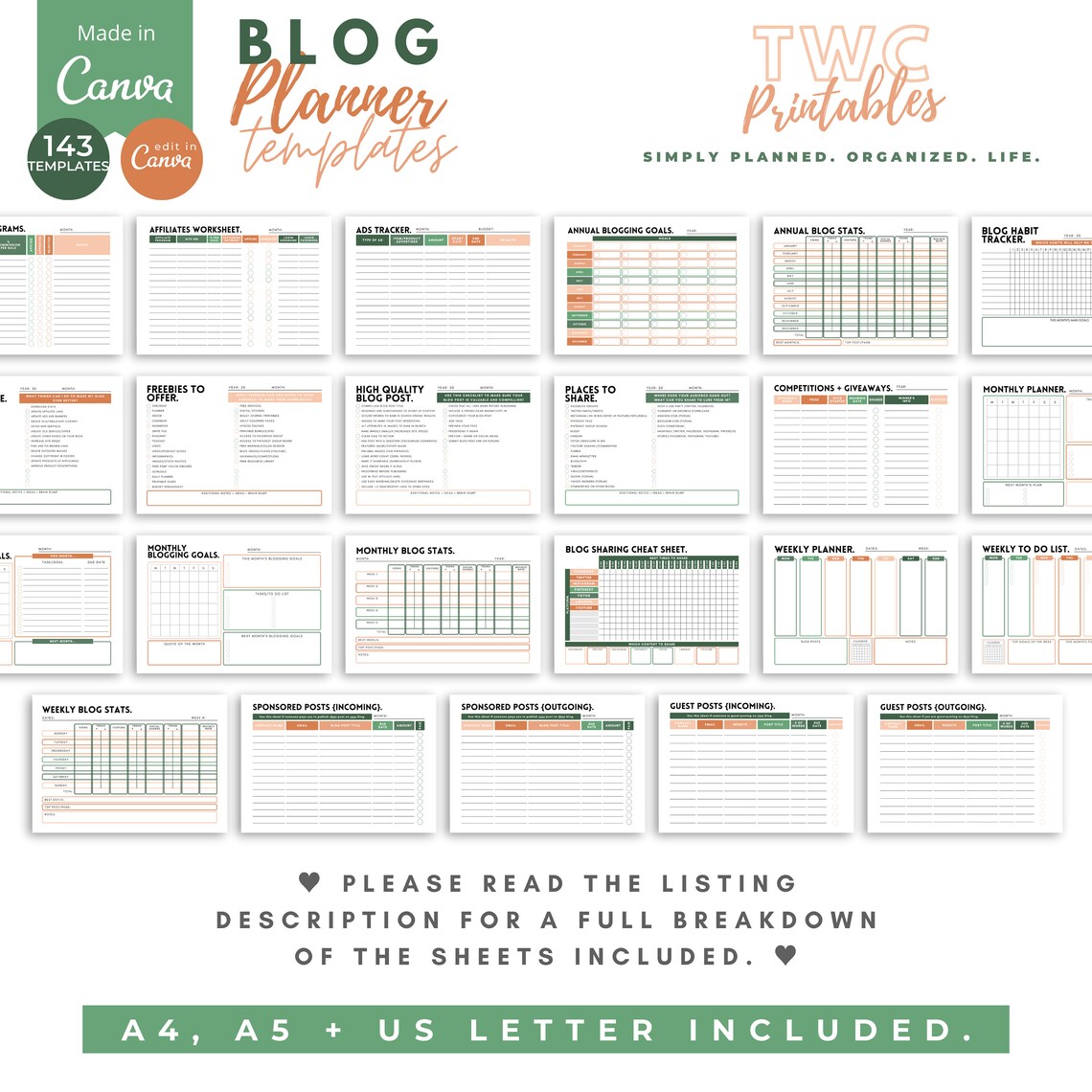 Editable BLOG Planner Templates for Canva Blog Template Blog - Etsy