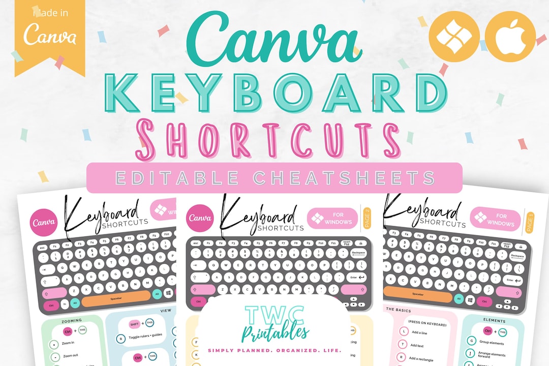 Canva Keyboard Shortcut Template: Editable Buttons, Mac & Windows ...