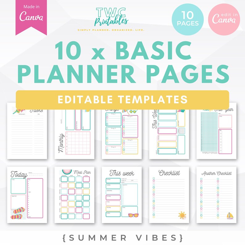 Basic Planner Inserts Editable With Canva 10 Pages Daily - Etsy
