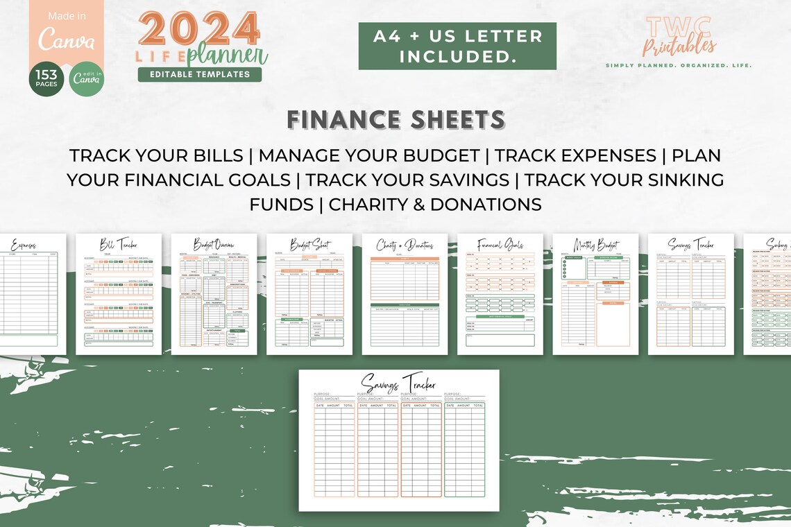 2024 Planner Templates for Canva 153 Pages Calendar and Planner ...