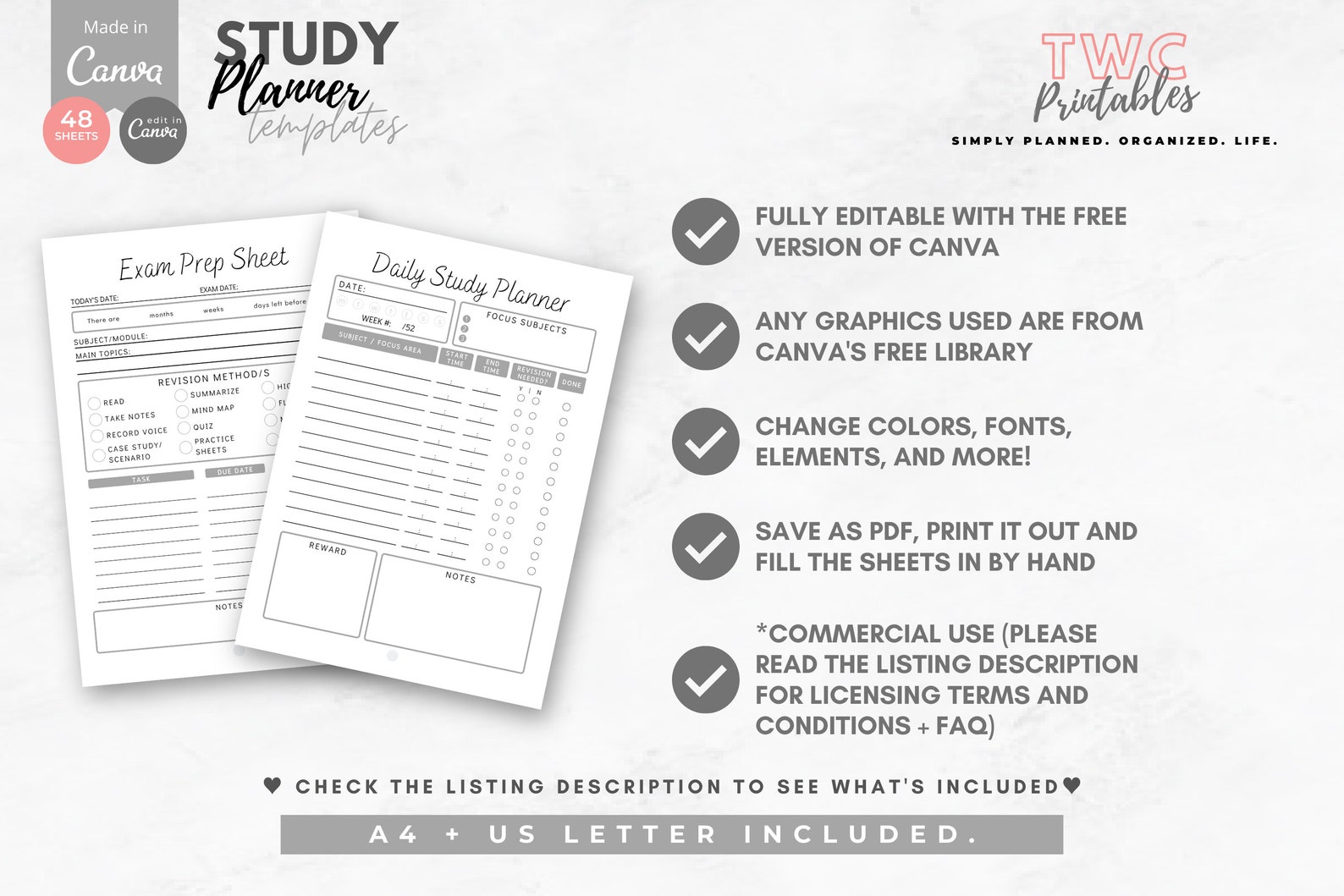 Student Planner Template Canva Exam Prep Planner Study Etsy Student Planner Template Canva Exam Prep Planner Study Etsy