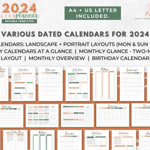 2024 Planner Templates for Canva 153 Pages Calendar and Planner ...