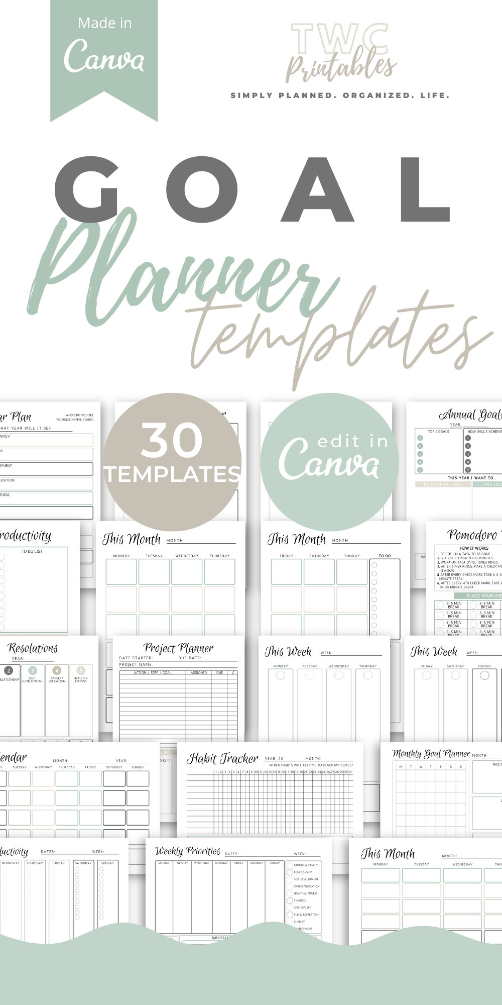 Goal Planner Canva Templates, Goal Setting Worksheet Template, Goal ...