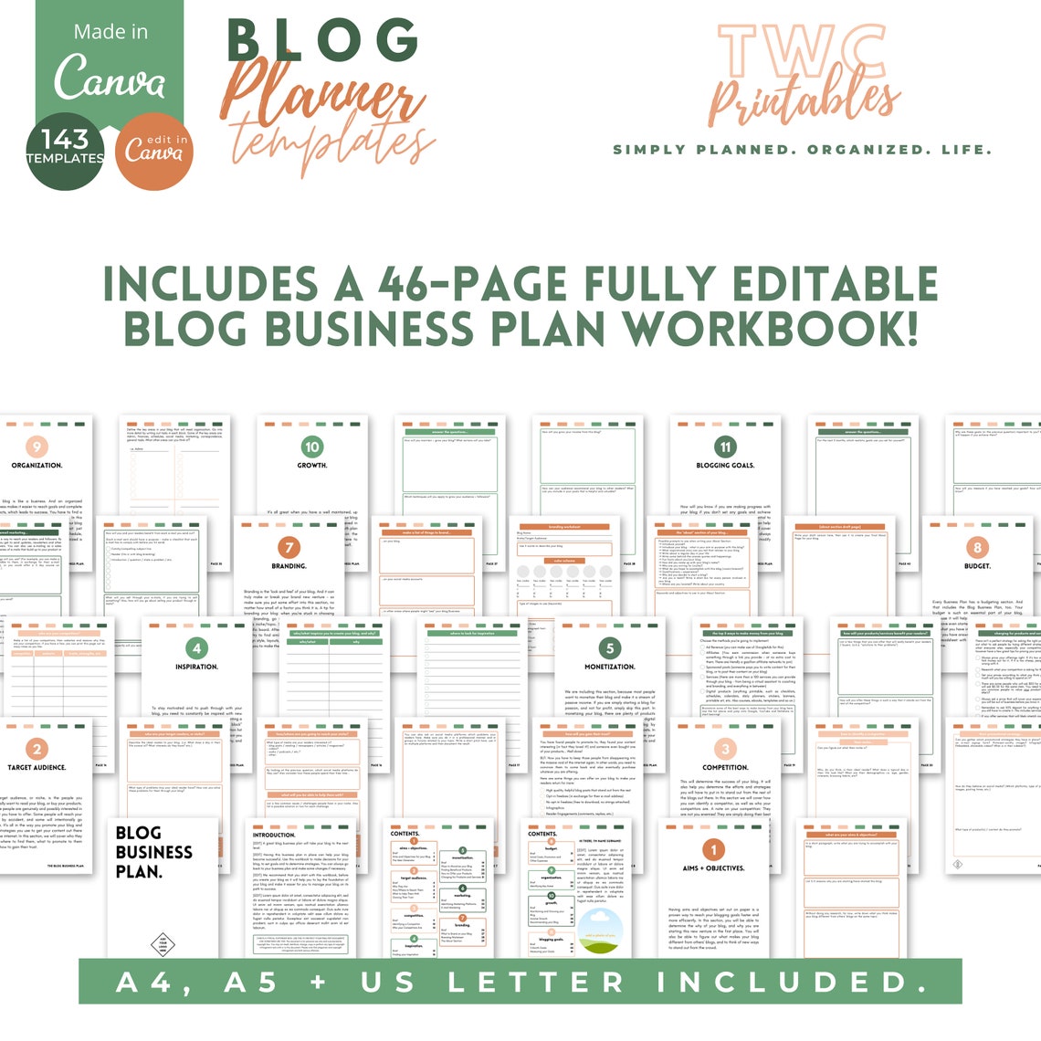 Editable BLOG Planner Templates for Canva Blog Template Blog - Etsy