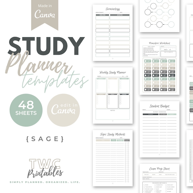 Study Planner Canva Printable Digital Template Exam Prep - Etsy