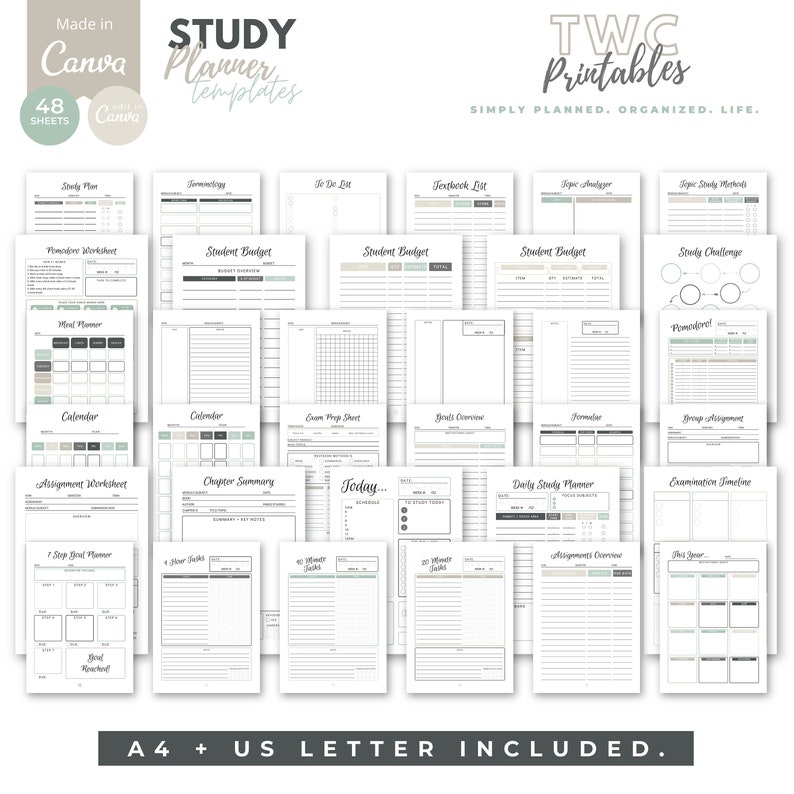 Study Planner Canva Printable Digital Template Exam Prep - Etsy