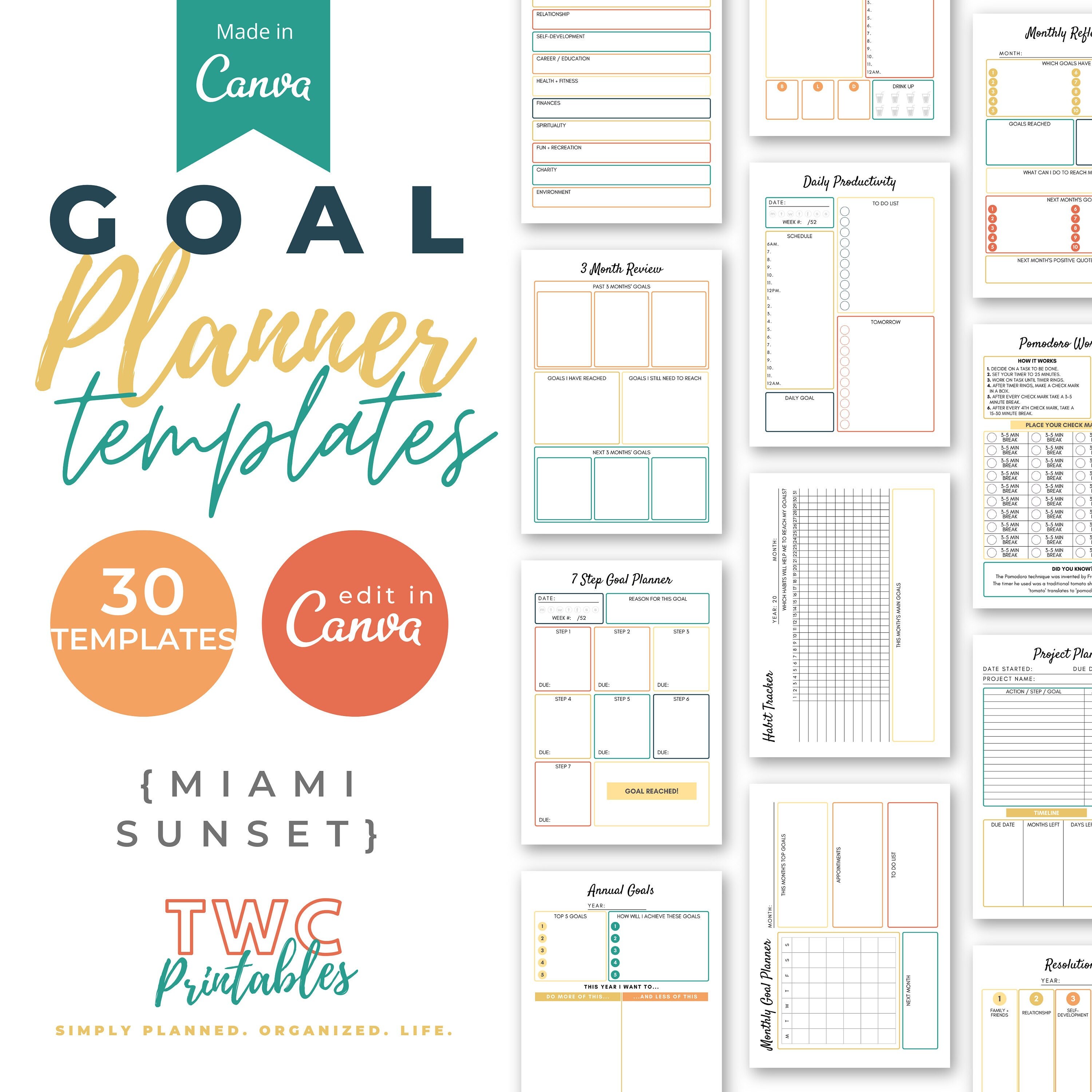 Goal Planner Templates Canva Goal Tracker Goal Setting - Etsy