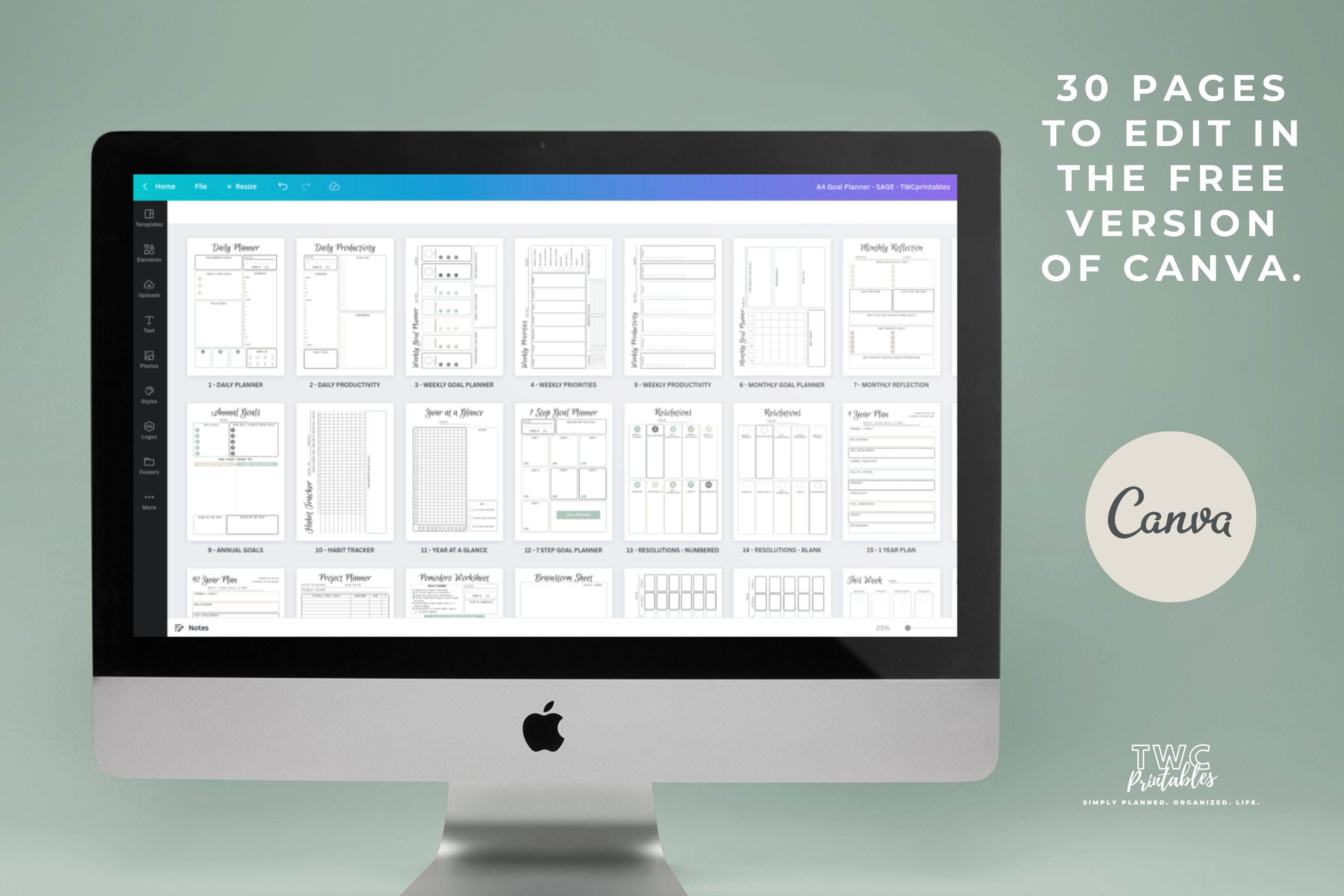 Goal Planner Canva Templates, Goal Setting Worksheet Template, Goal ...