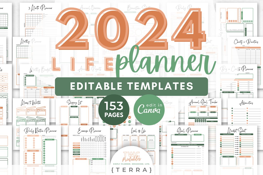 2024 Planner Templates for Canva 153 Pages Calendar and Planner ...