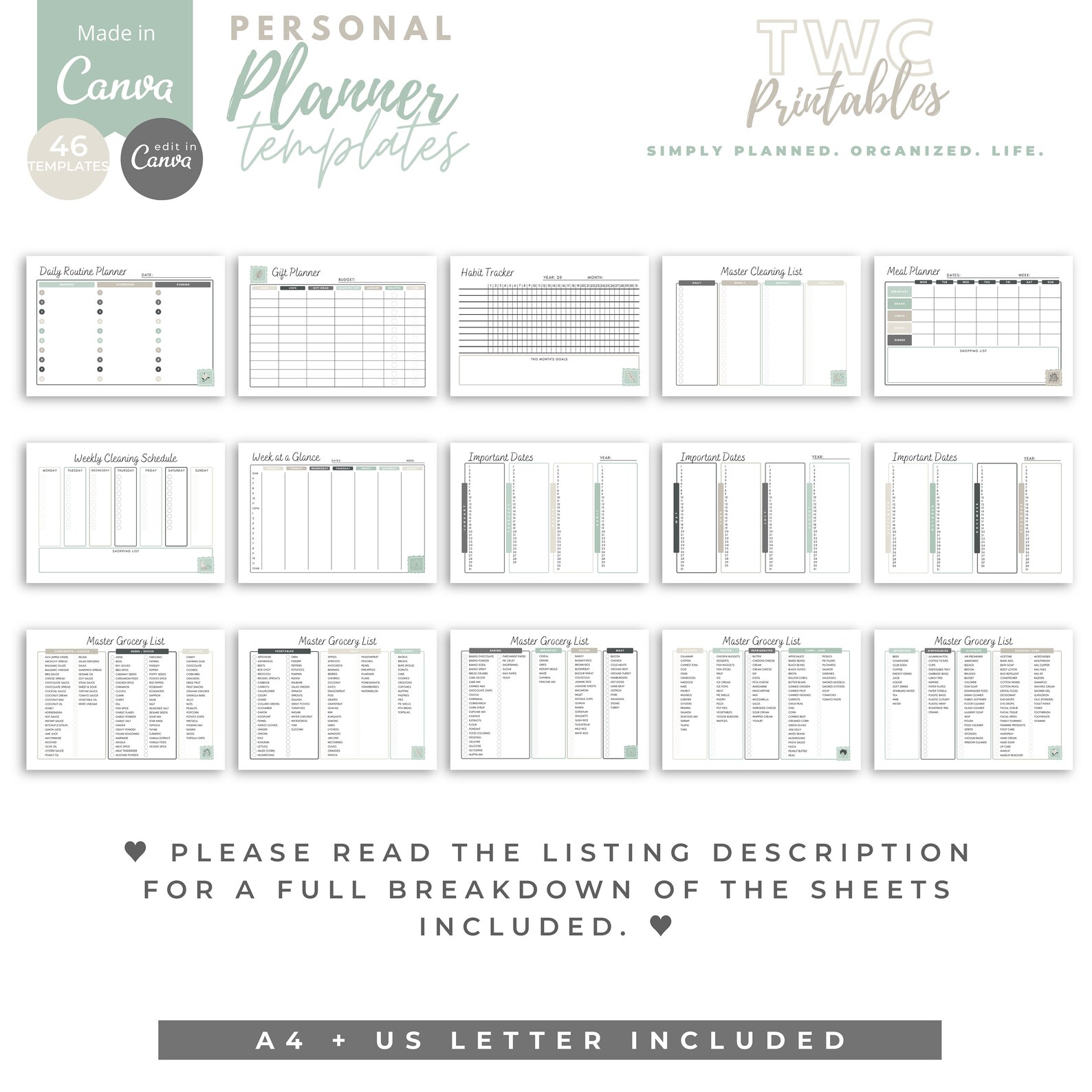 Editable Personal Planner Printable Canva Template Personal - Etsy