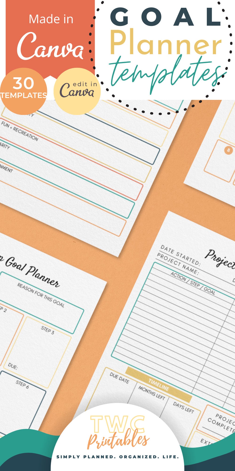 Goal Planner Templates Canva, Goal Tracker, Goal Setting Planner, Goal ...