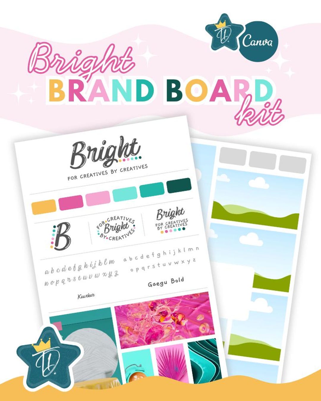 Brand Board Kit | BRIGHT | Mood Board Canva Templates (digital Download ...