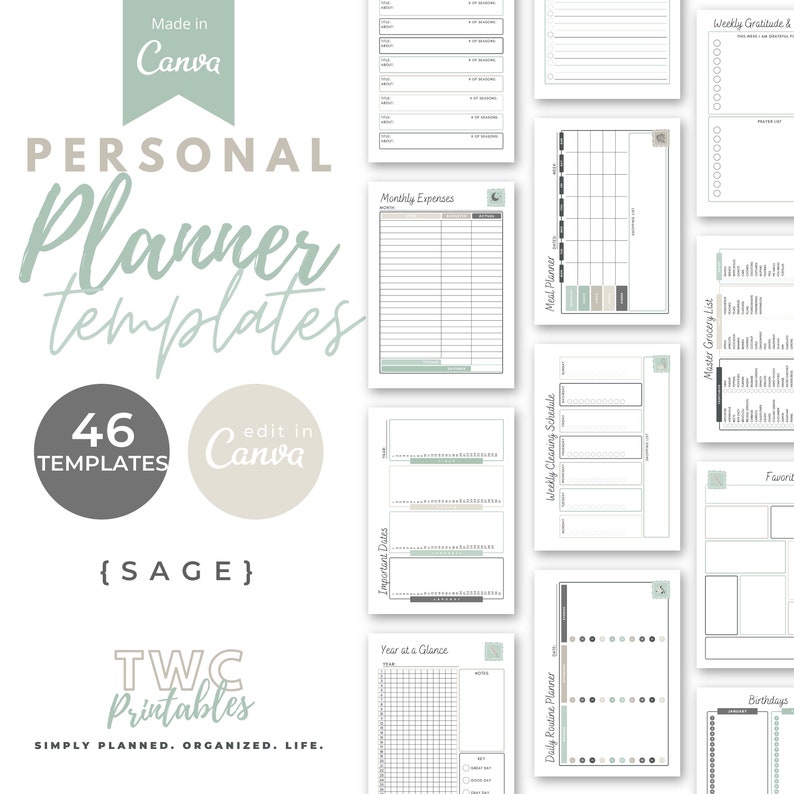 Editable Personal Planner Printable Canva Template Personal - Etsy