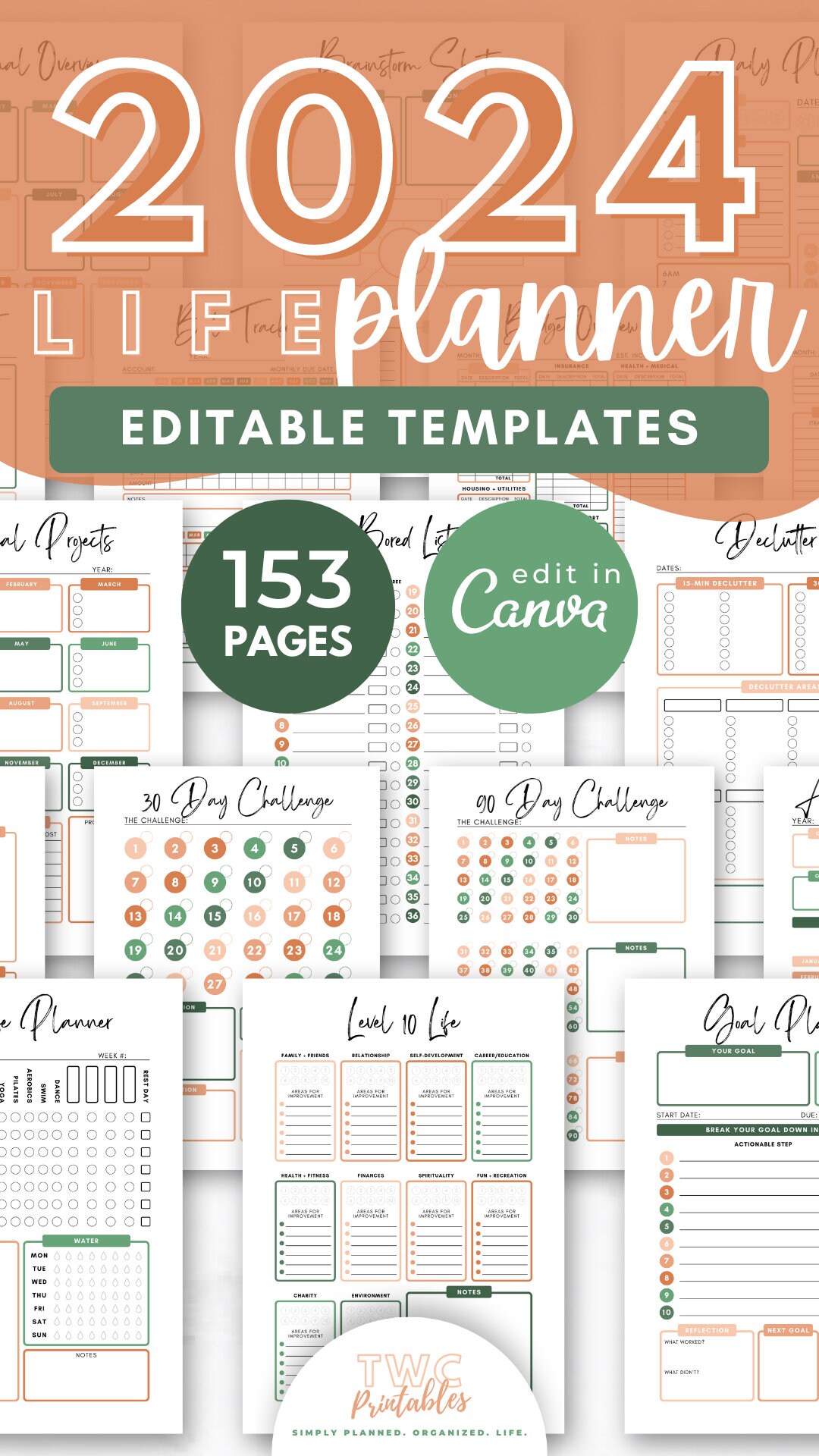 2024 Planner Templates for Canva 153 Pages Calendar and Planner ...