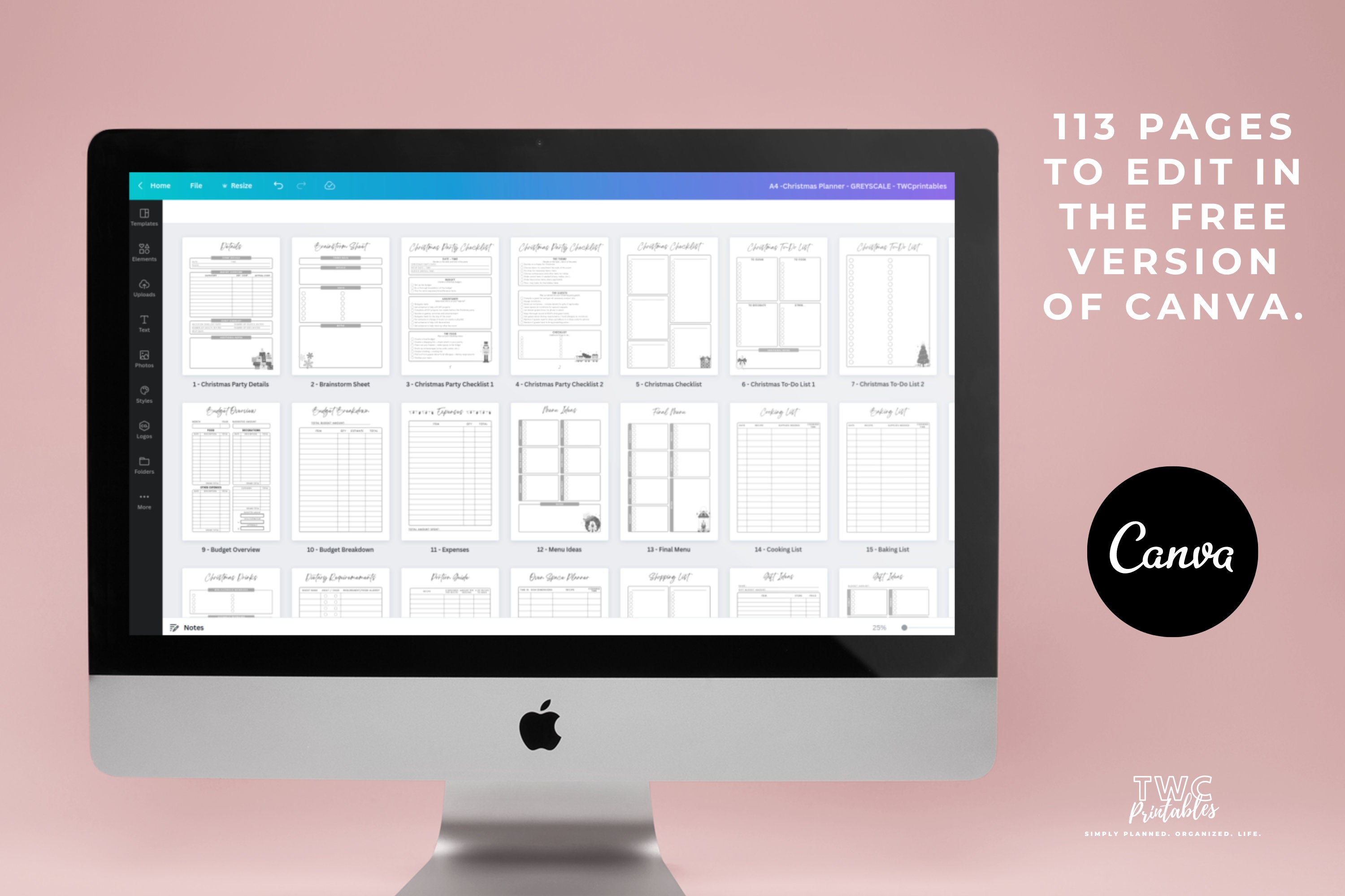 Christmas Planner Templates for Canva, Holidays Planner, Editable ...