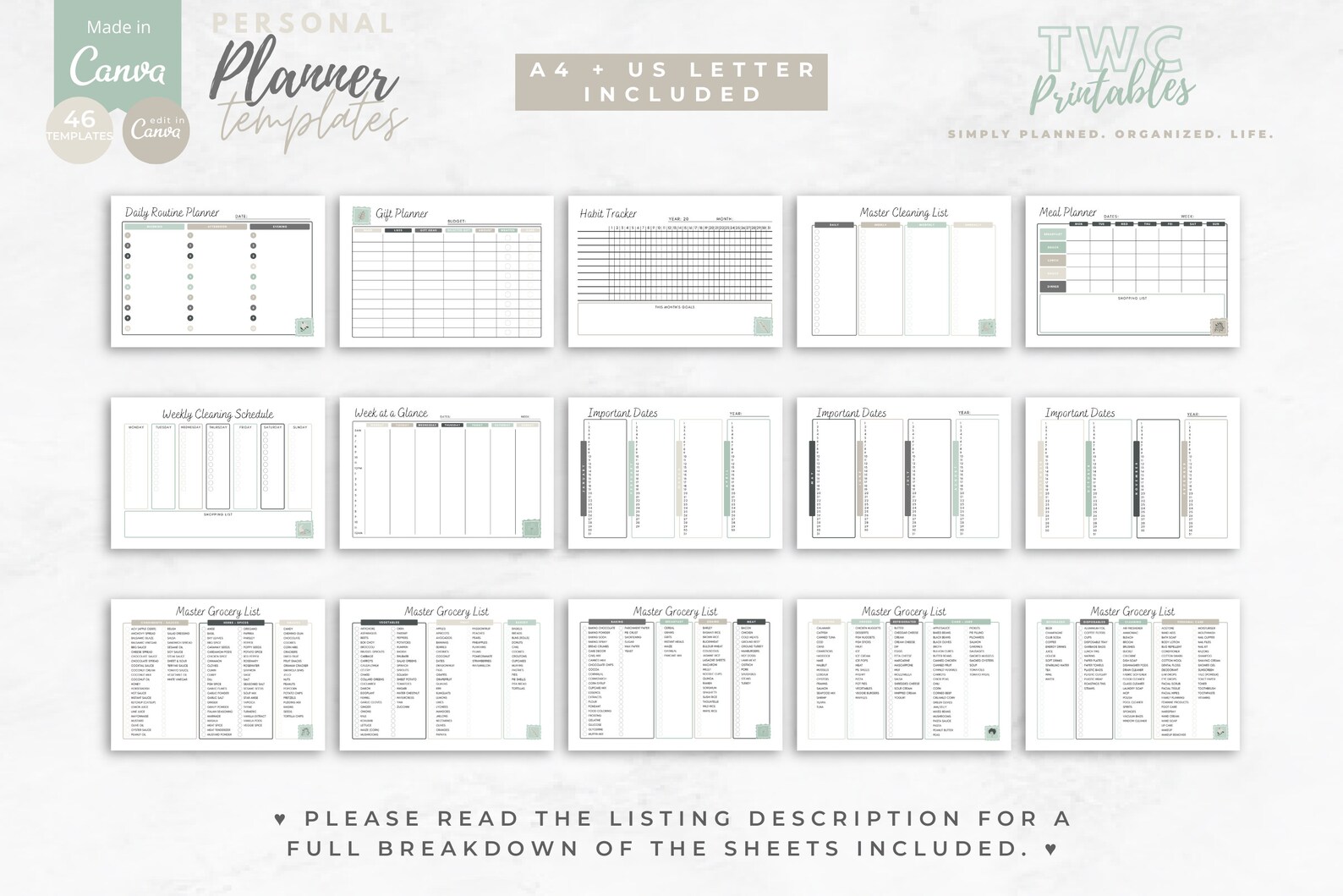 Editable Personal Planner Printable Canva Template, Personal Planner ...