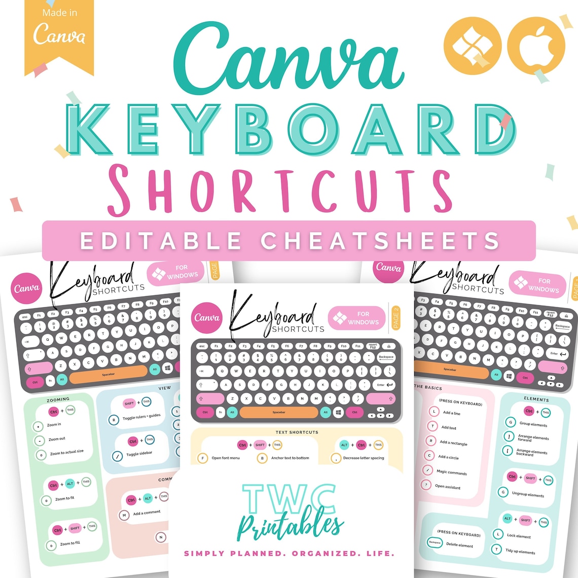 Canva Keyboard Shortcuts, Editable Canva Shortcut Buttons, Printable ...
