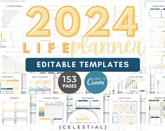 2024 Planner Templates for Canva 153 Pages Calendar and - Etsy