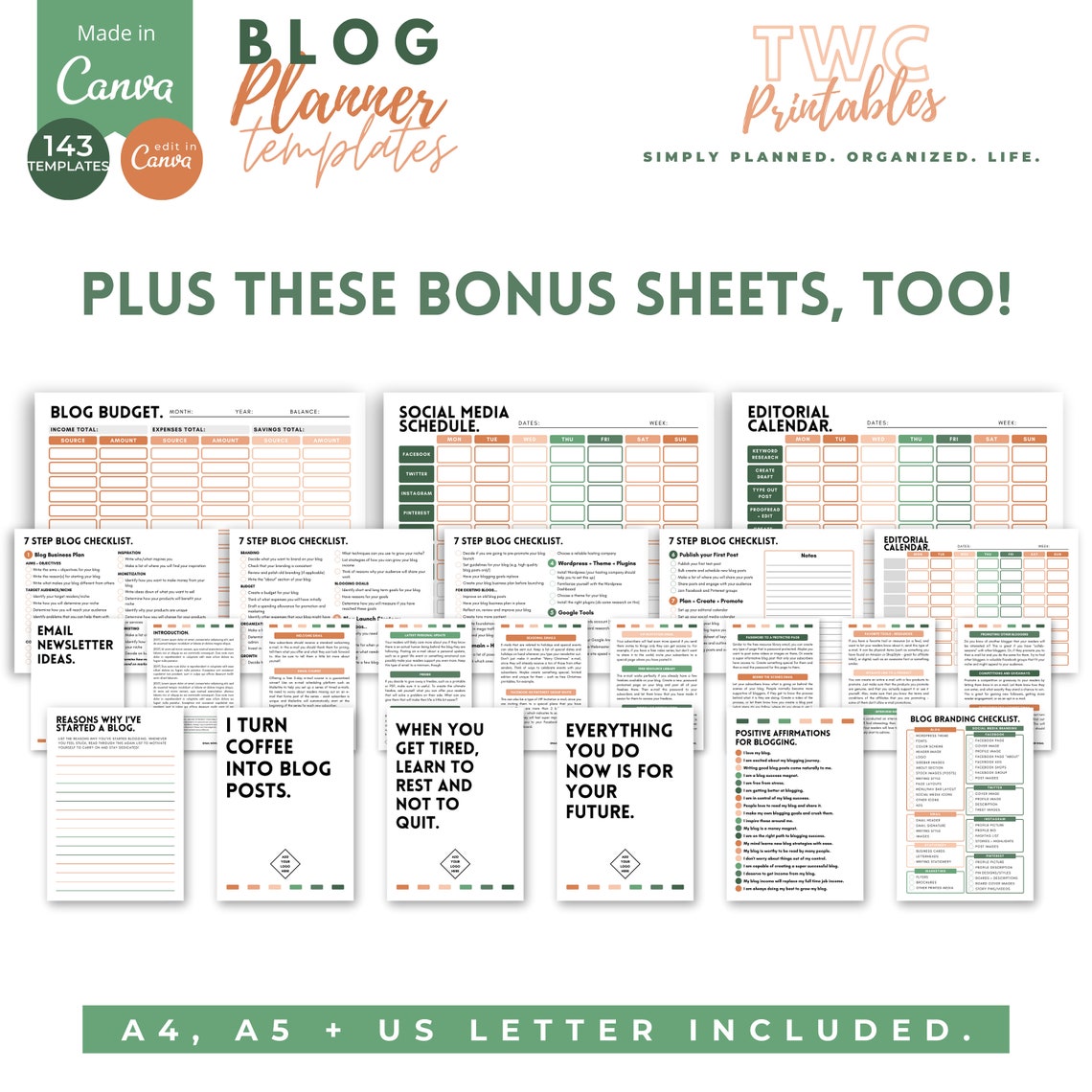 Editable BLOG Planner Templates for Canva Blog Template Blog - Etsy