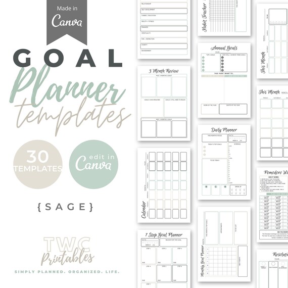 Goal Planner Canva Templates Goal Setting Worksheet Template - Etsy