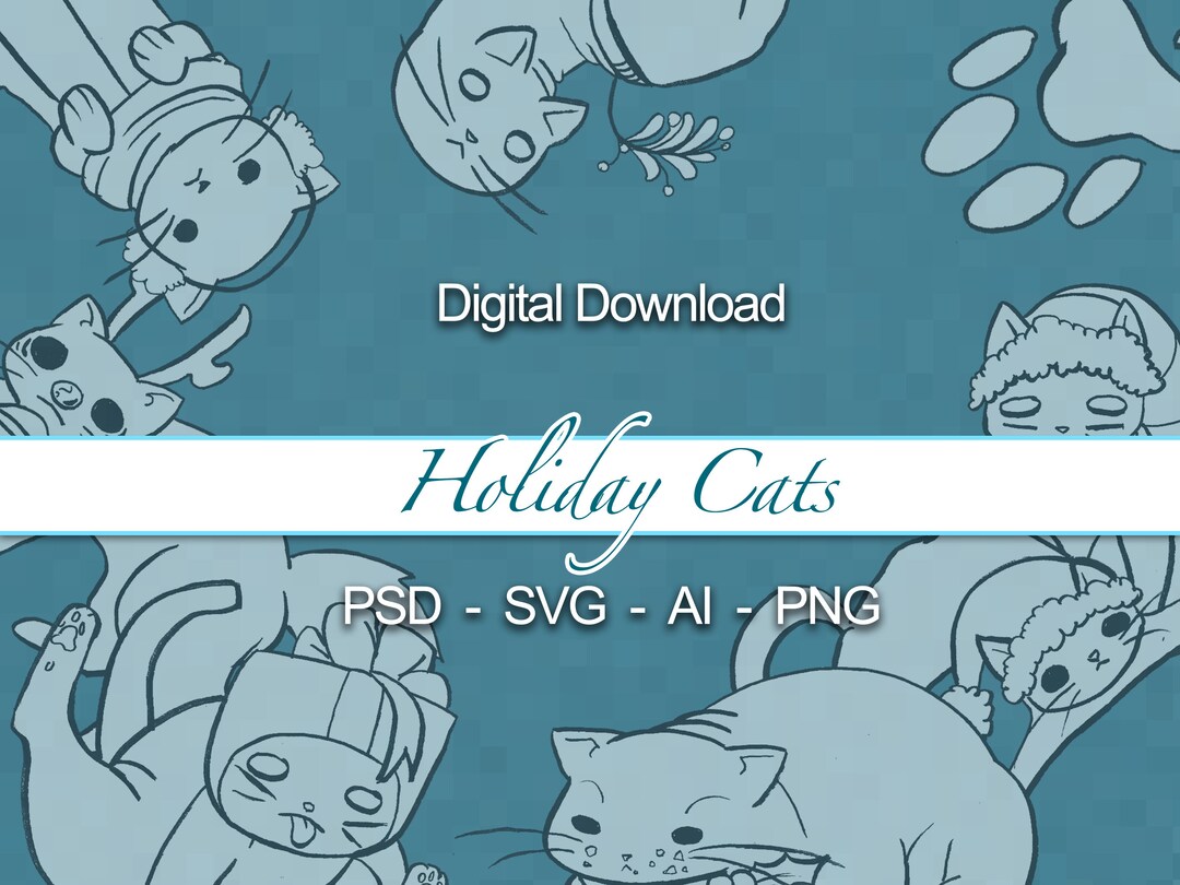 Wacky Holiday Cat SVG Clip Art - Etsy