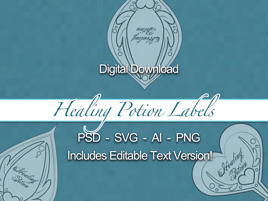 Healing Potions Labels SVG AI PNG Photoshop Clip Art for - Etsy