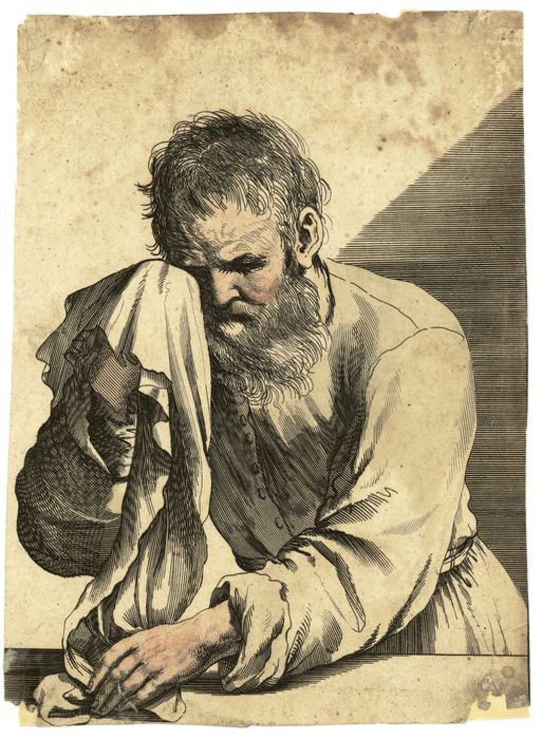 St Peter (or Old Man) Weeping- Etching/engraving Made by Domenico Maria ...