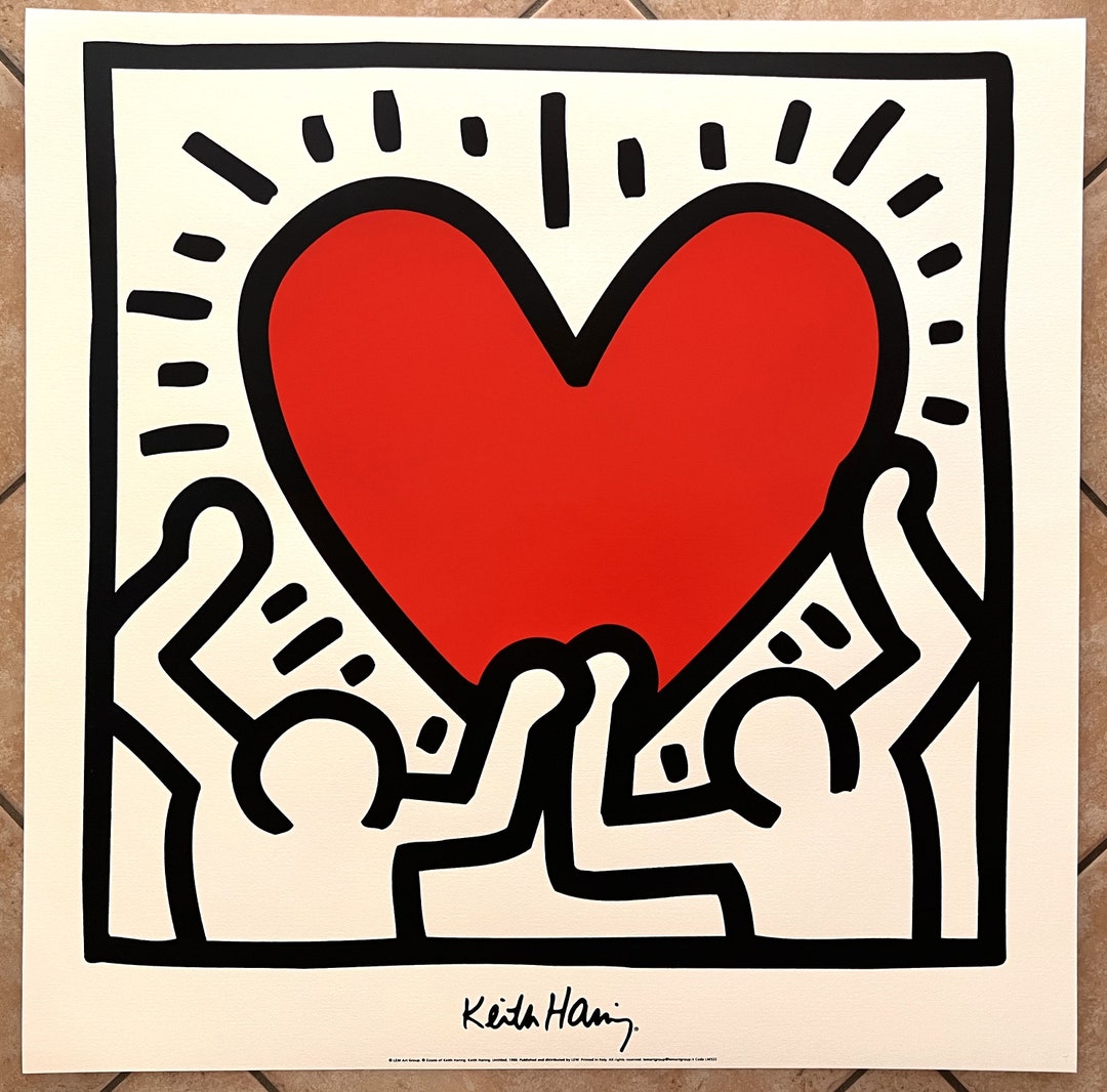 Keith Haring - Rare Vintage Poster - Heart Poster, Love Print, Keith ...