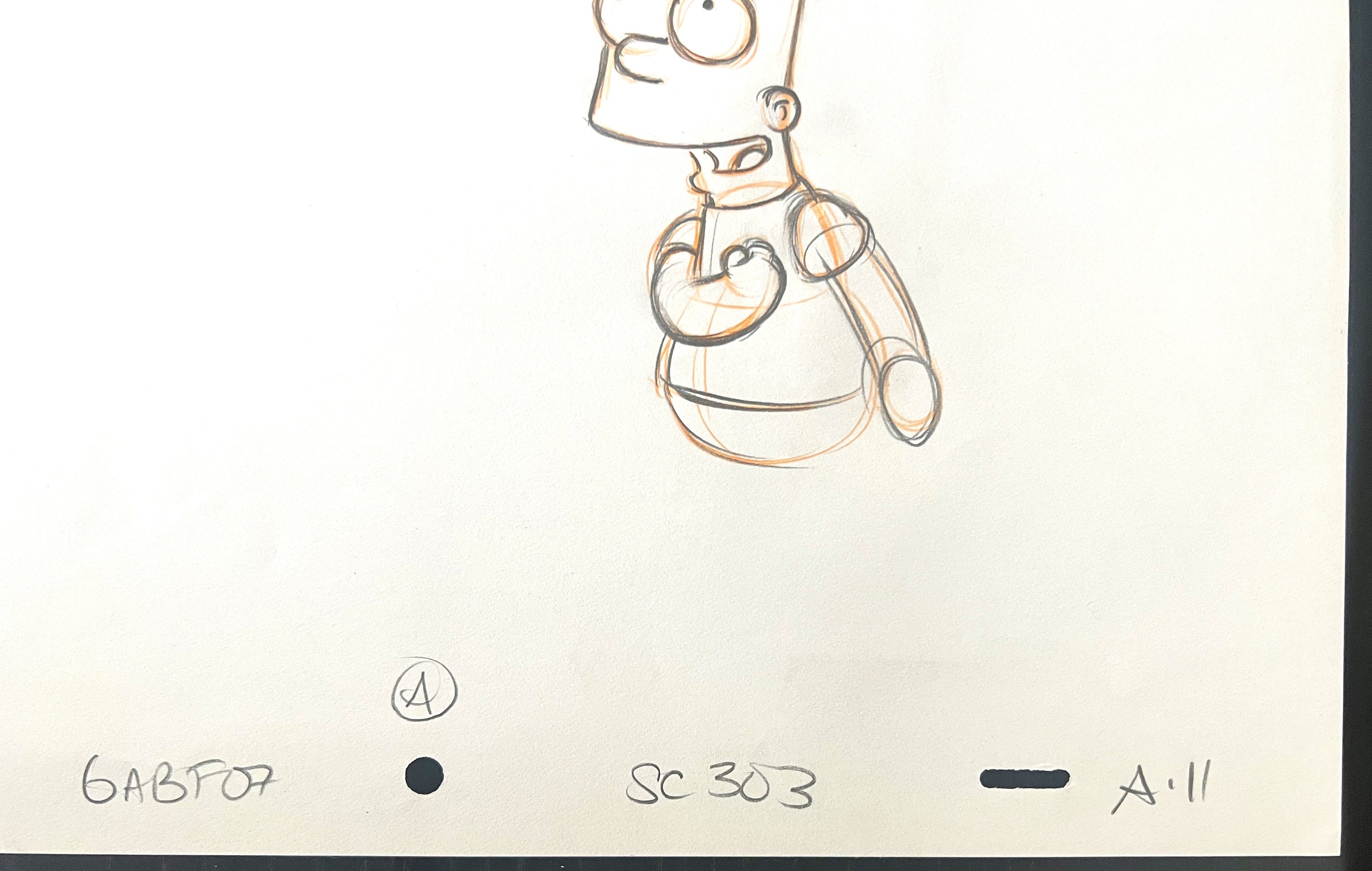 The Simpsons Bart Original Animation Drawing Unique Work by Matt ...