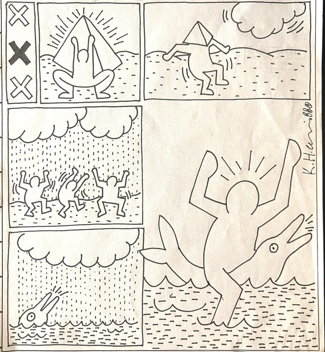 Keith Haring - Original Drawing by His Father From Pop Art - Sold With ...