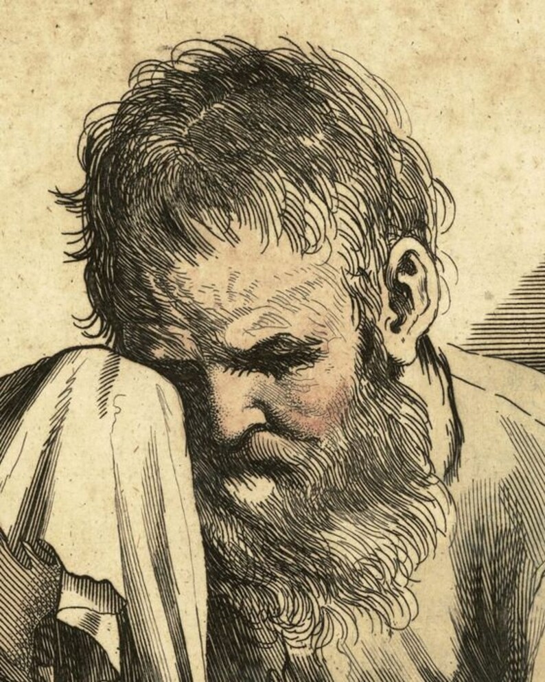 St Peter or Old Man Weeping Etching/engraving Made by - Etsy