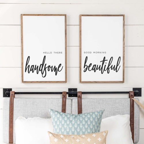 Master Bedroom Wall Decor Hello Handsome Sign Good Morning - Etsy