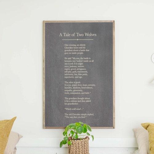 Tale of Two Wolves Wall Art Hanging Print Hanging Quote - Etsy