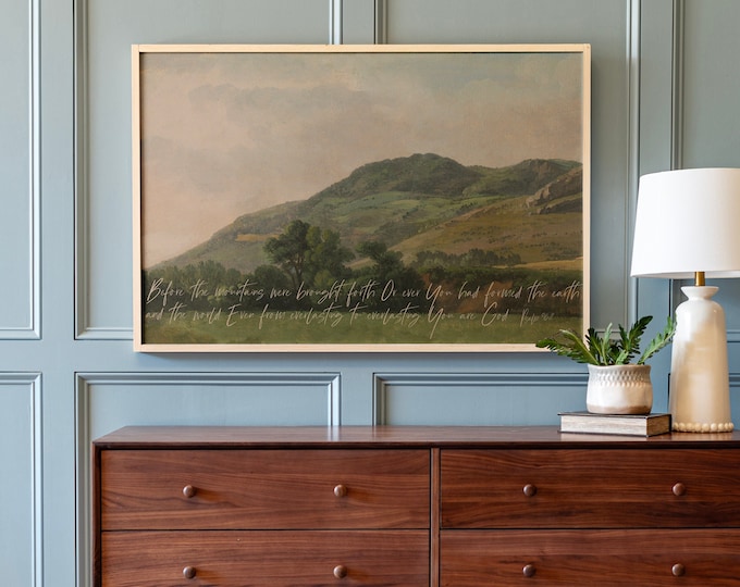 Scripture Wall Art Mountain Scene Art With Psalm 90:2 Vintage Scripture ...