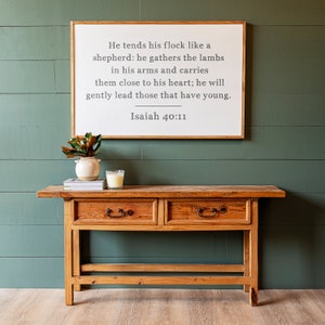 He Tends His Flock Sign | Scripture Wall Decor | Christian Wall Decor ...