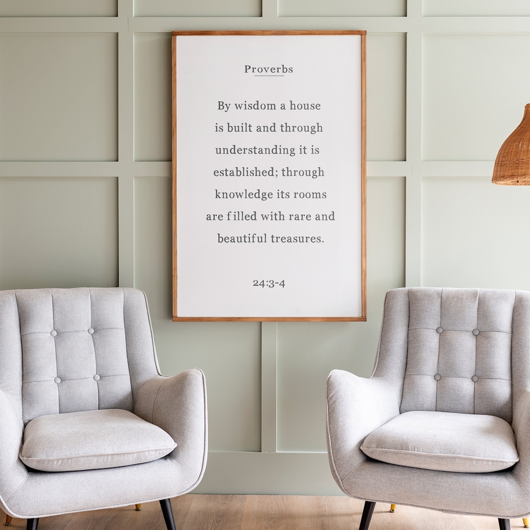 By Wisdom a House is Built Sign | Proverbs 24 Wood Sign | Large Framed ...