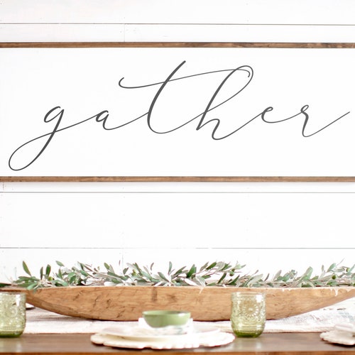 Large Dining Room Decor Framed Gather Sign Wood Sign - Etsy
