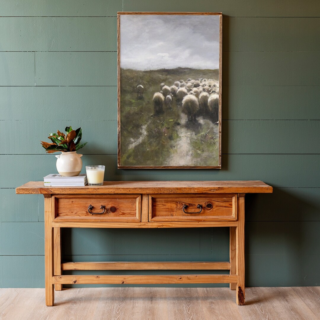 Sheep in A Meadow Sign | Living Room Wood Sign | Sheep Wall Art ...