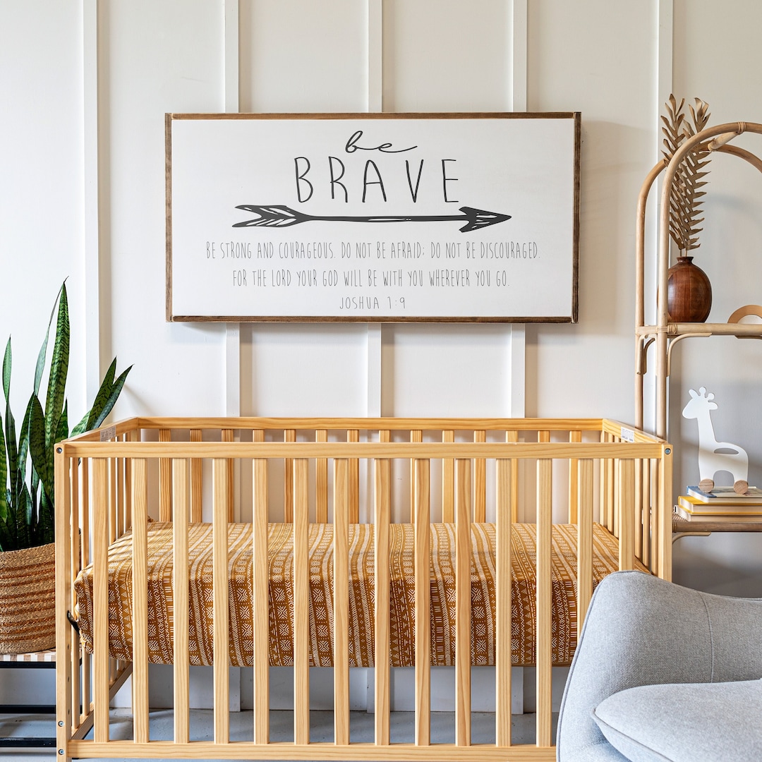 Be Brave Scripture Sign: Framed Wood Sign for Home | 488 - Etsy