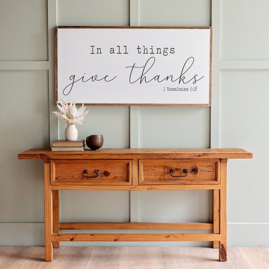 In All Things Give Thanks Scripture Sign | Framed Fall Wall Decor | 031 ...
