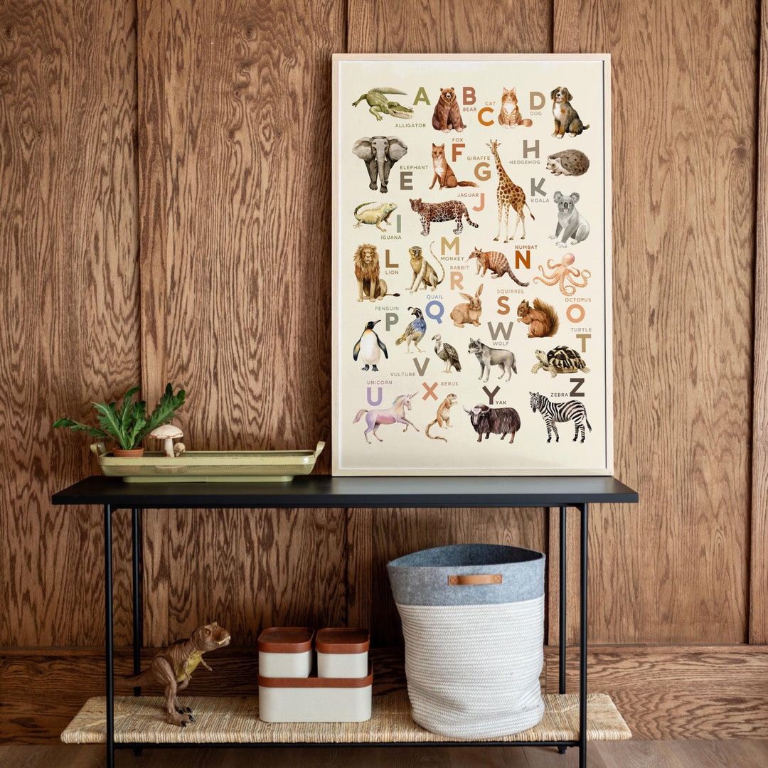 Animal Alphabet Wall Art Neutral | Kids Room Alphabet Art With Animals ...