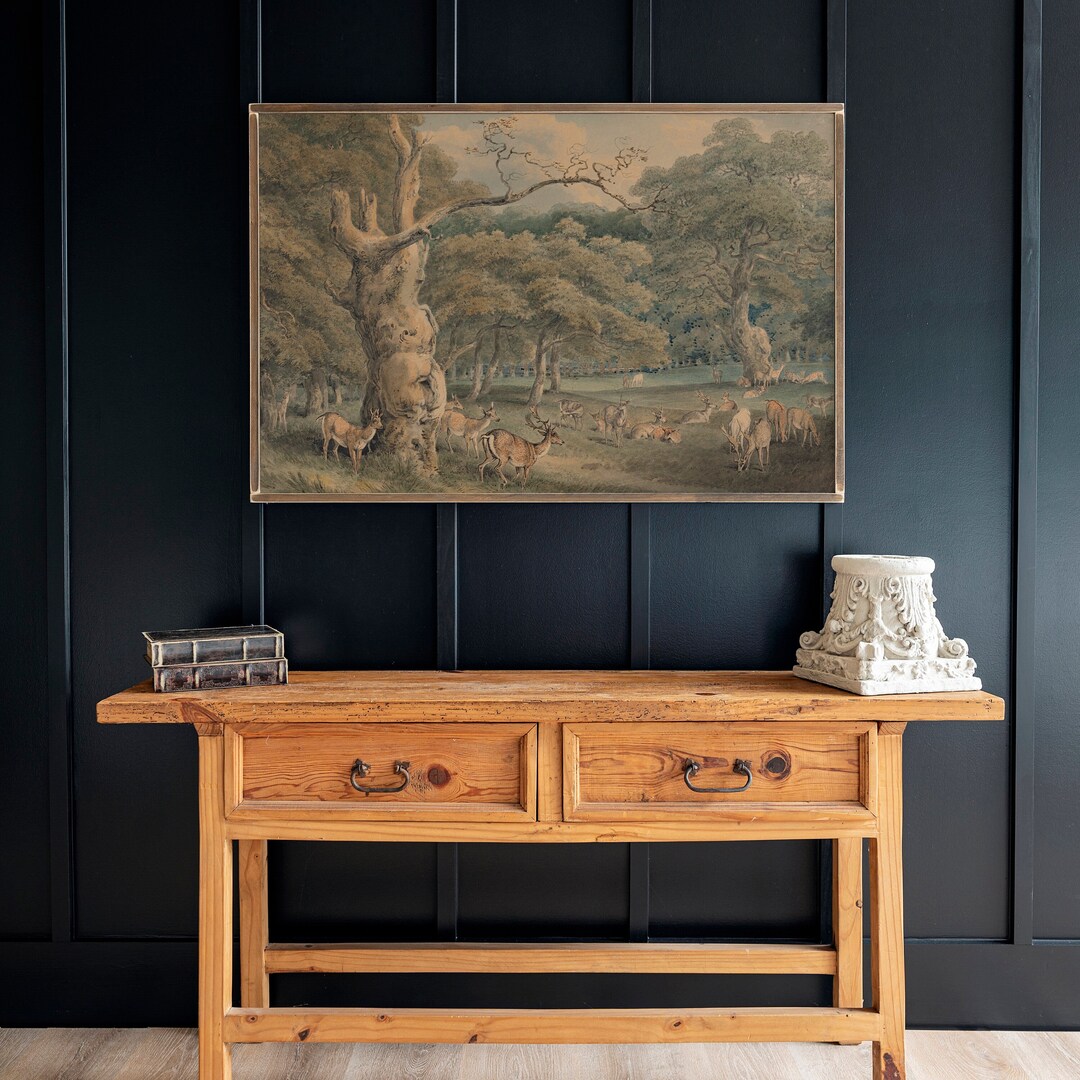Vintage Nature Wall Art | Vintage Wall Art | Extra Large Art | Deer ...