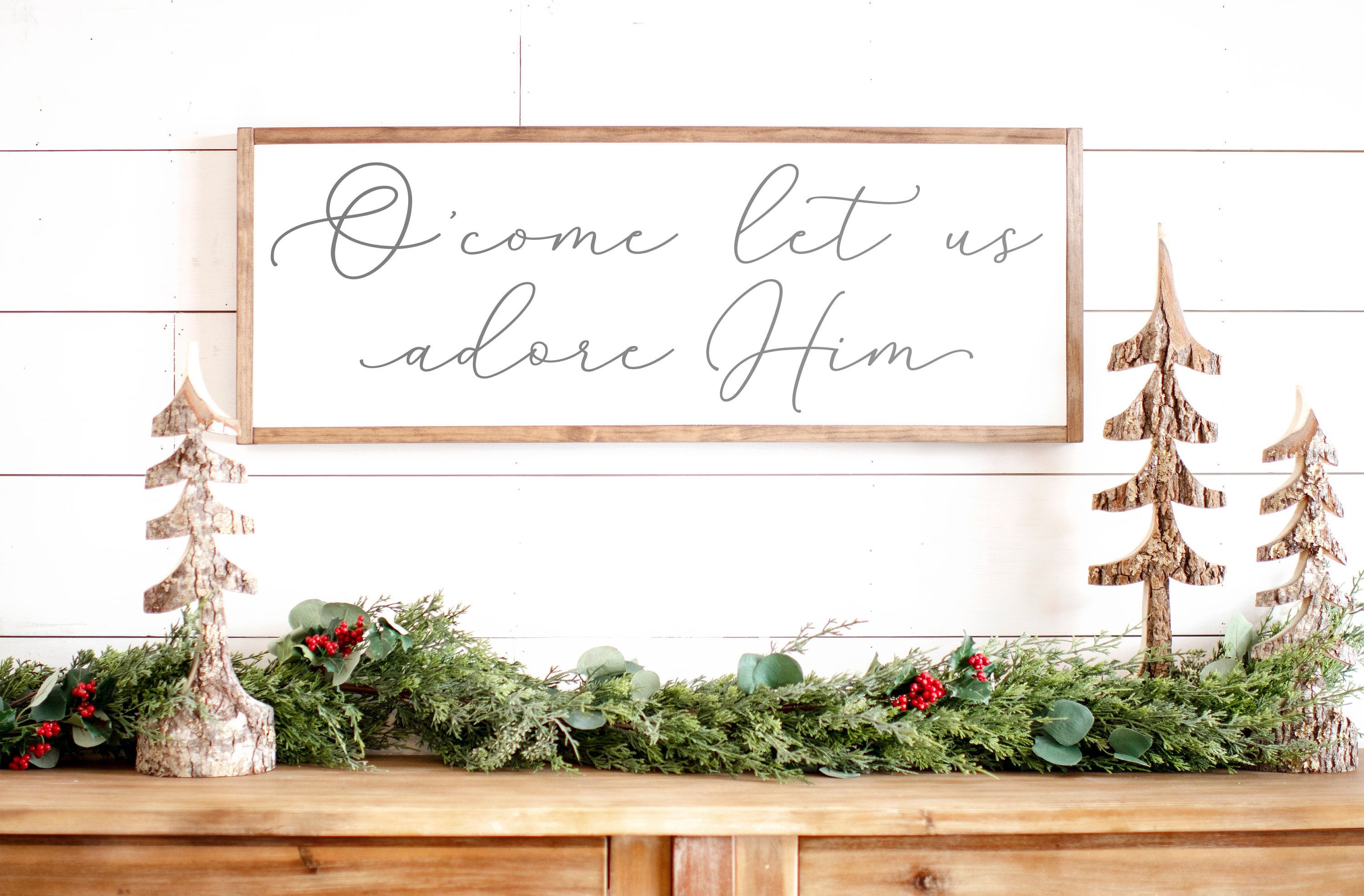 O Come Let Us Adore Hime Sign Framed Christmas Signs - Etsy