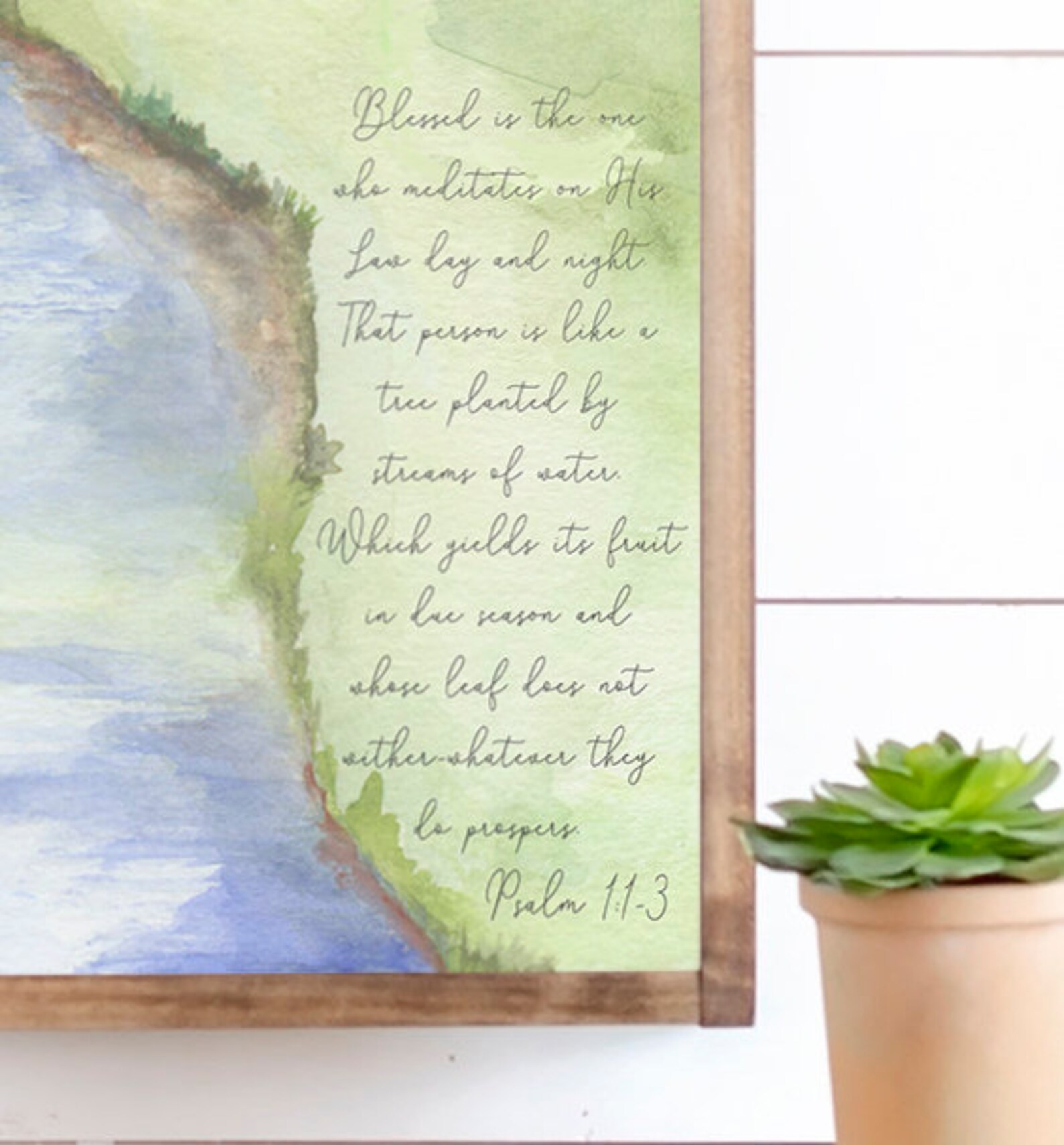 Psalm 1 Wood Sign: Illustrated Scripture Watercolor, Framed Home Decor ...