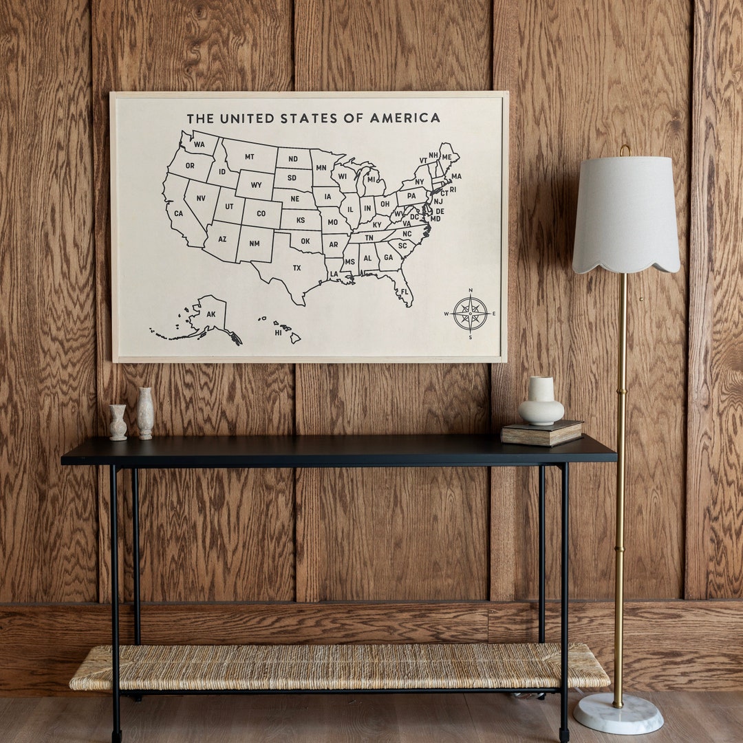 Framed USA Map Wood Sign: Home School Wall Art | 157 - Etsy